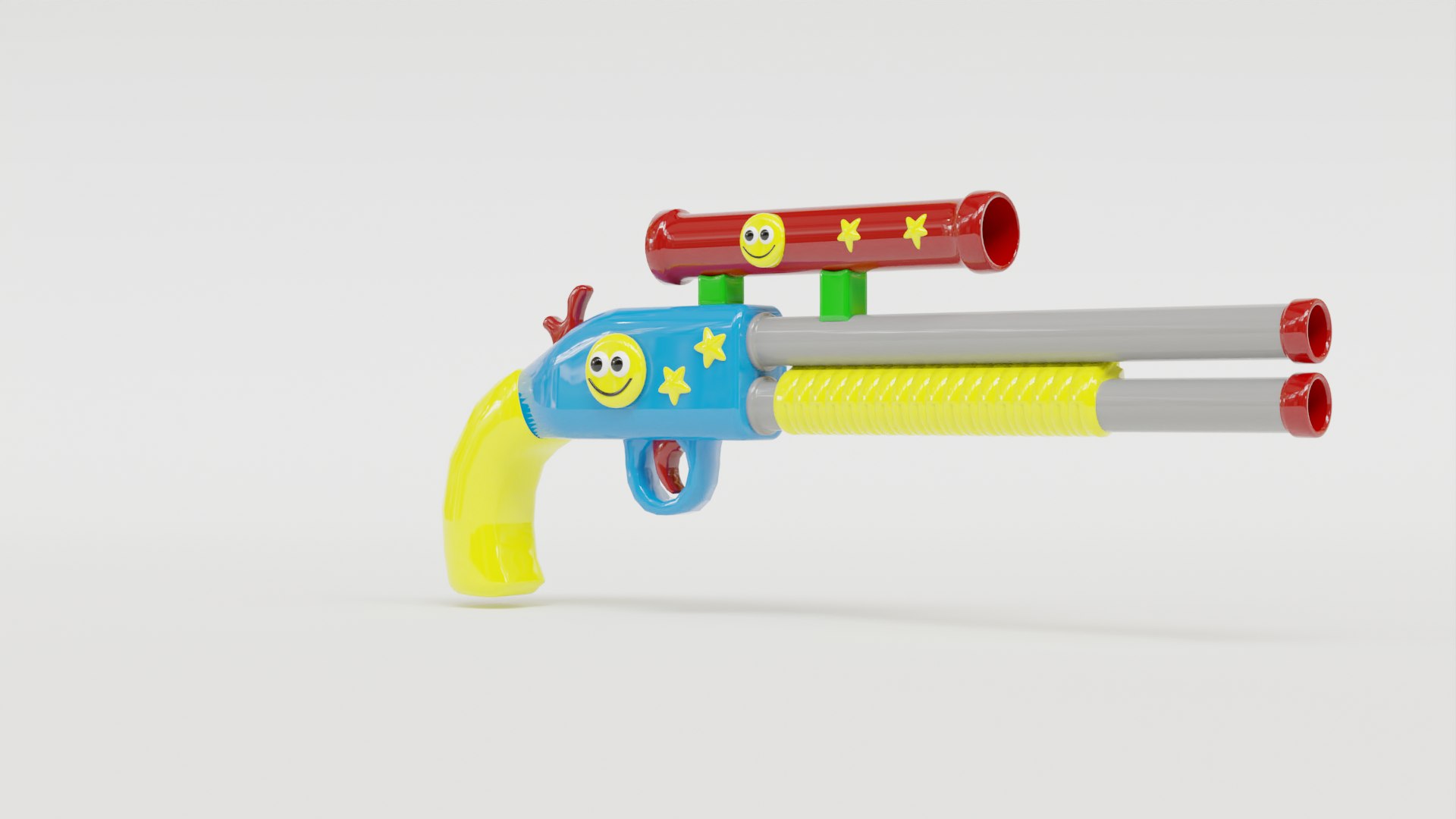 Colorful Smiley Toy Gun 3D Model Games Animations Fun Scenes 3D Model ...