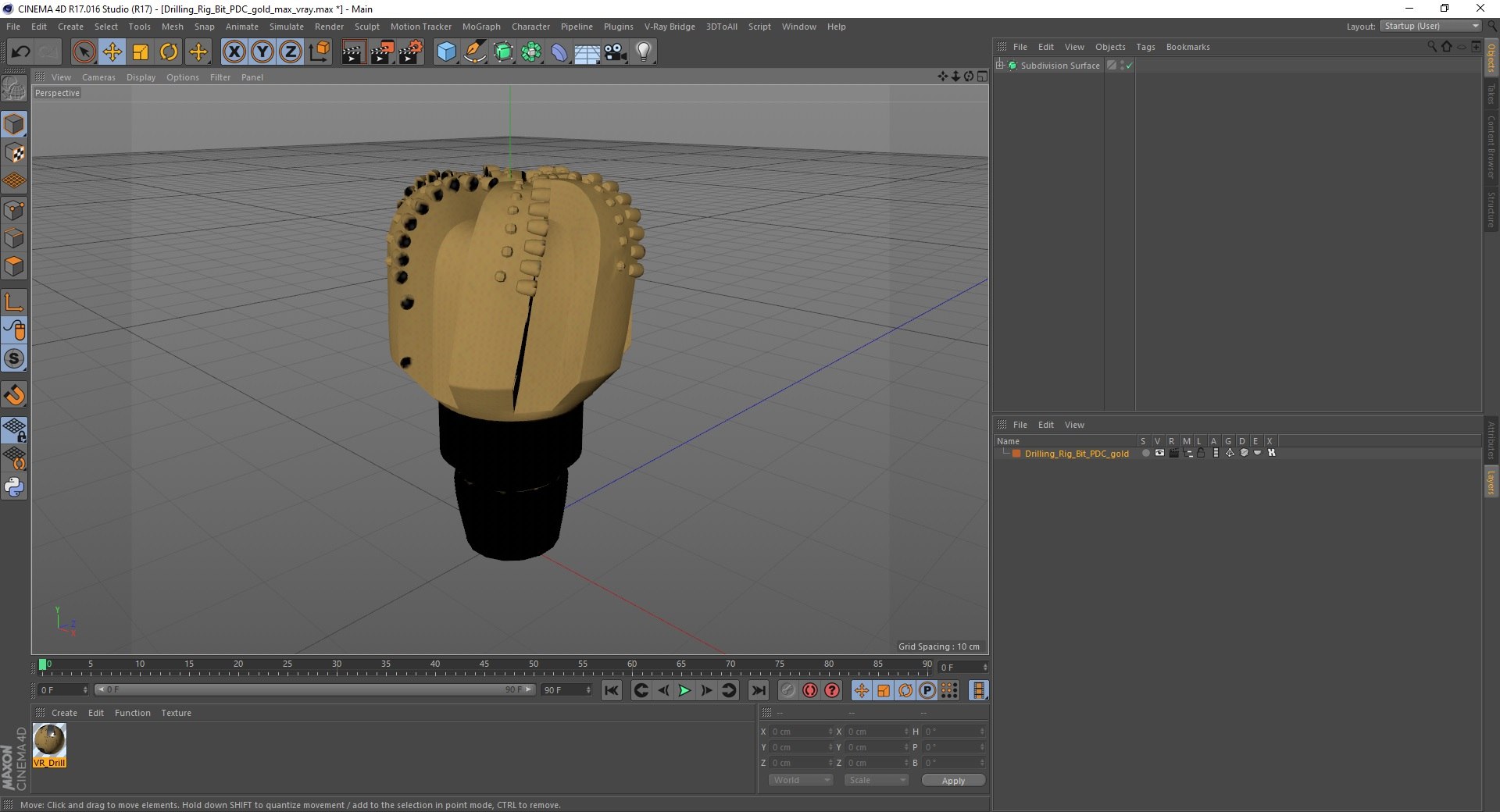 Drilling Rig Bit PDC Gold 3D - TurboSquid 2273092
