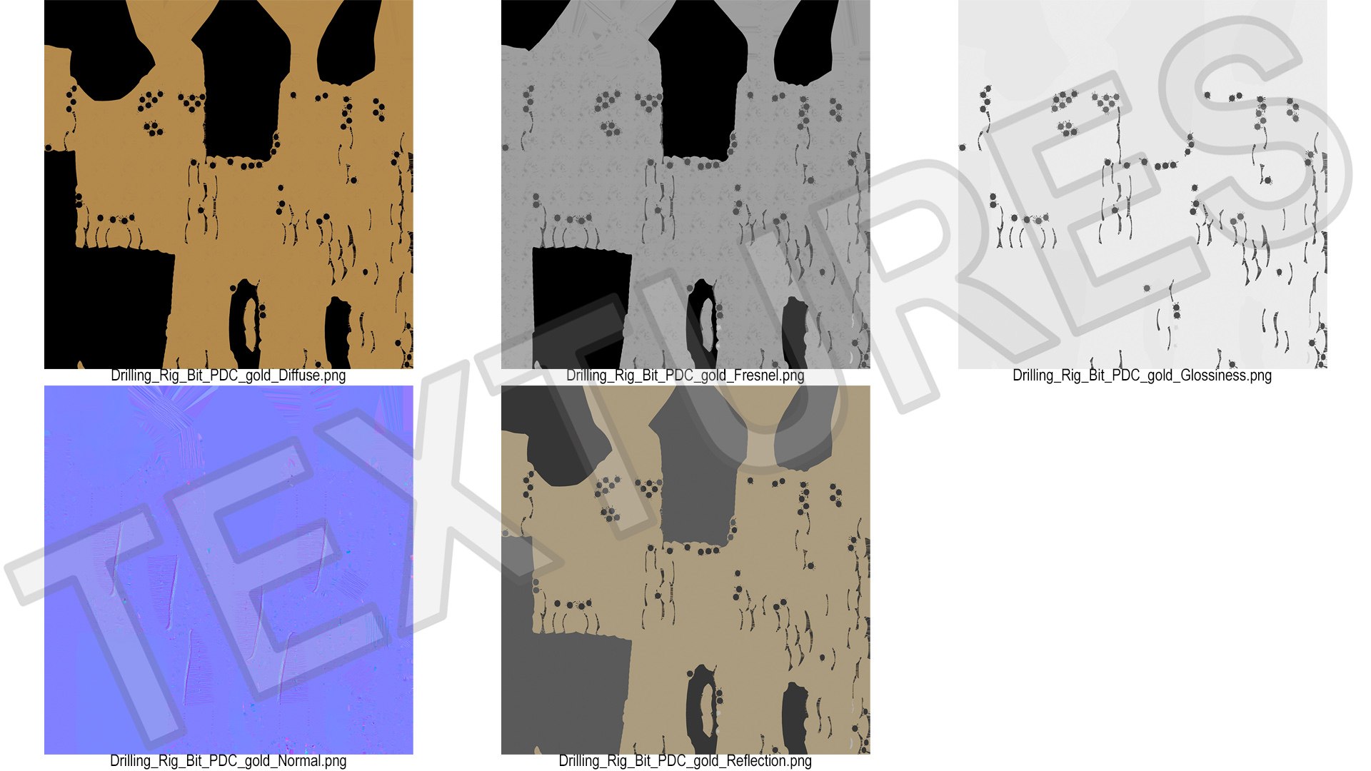 Drilling Rig Bit PDC Gold 3D - TurboSquid 2273092