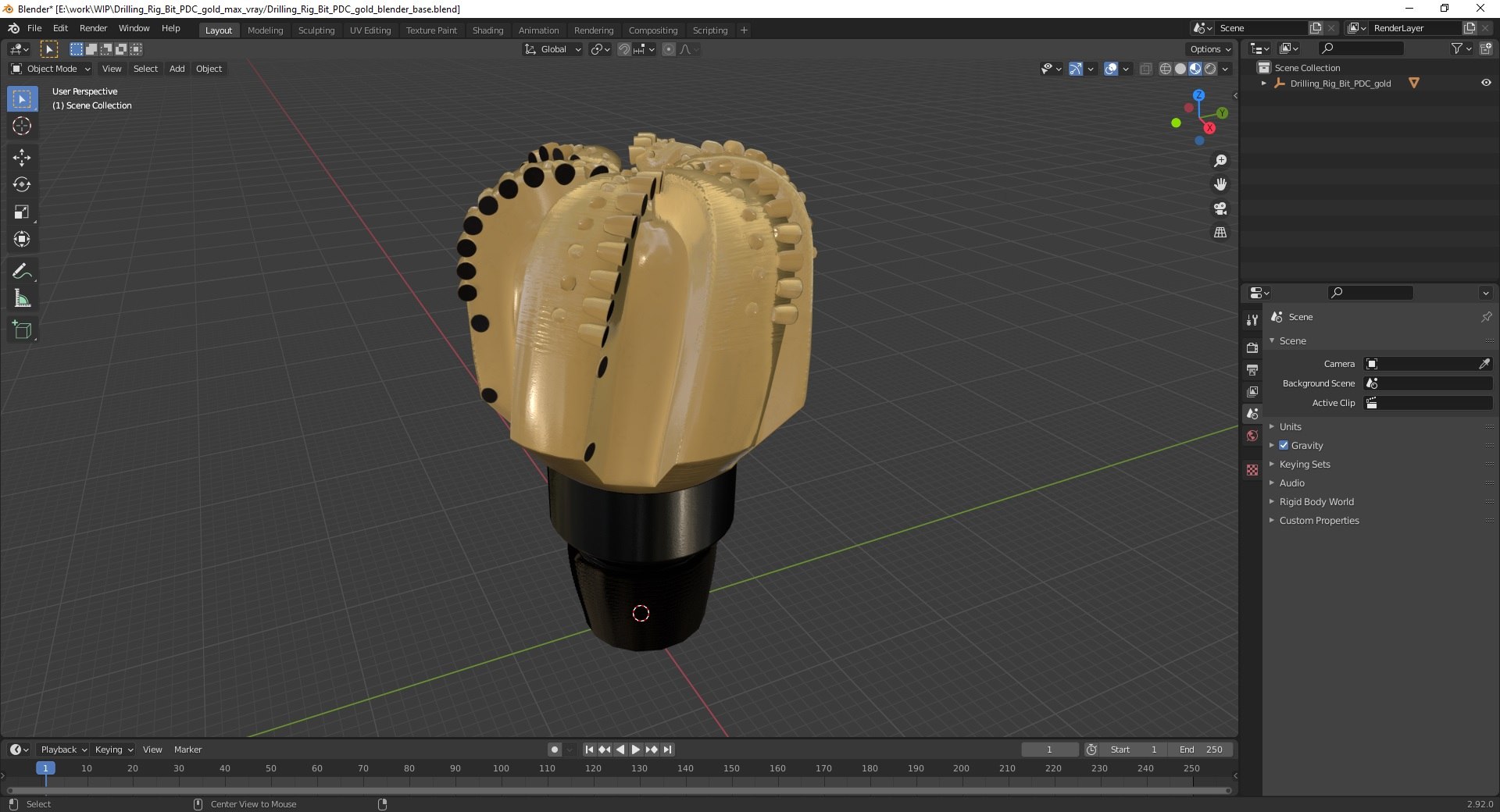 Drilling Rig Bit PDC Gold 3D - TurboSquid 2273092