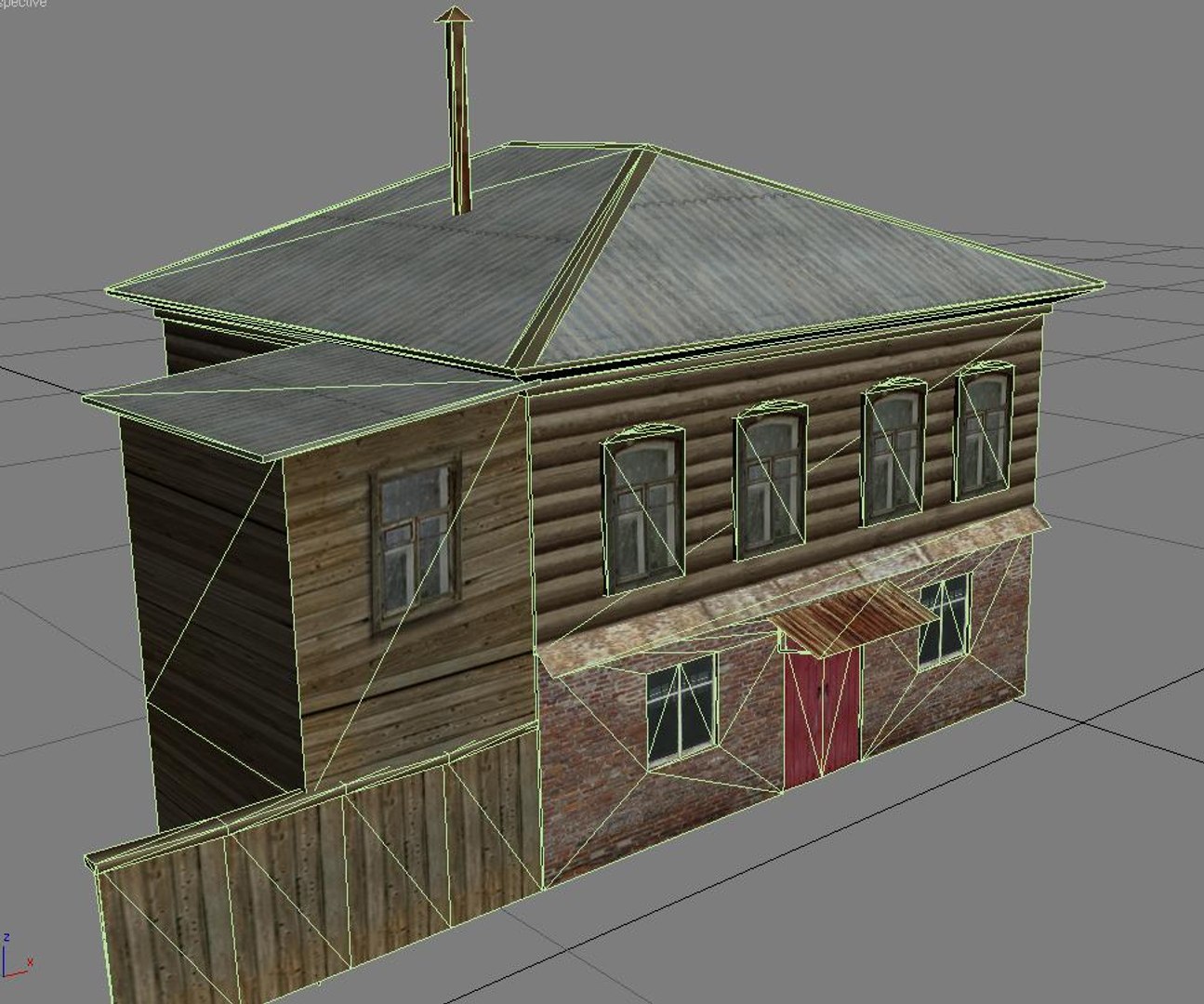 low-poly wood house 3d max