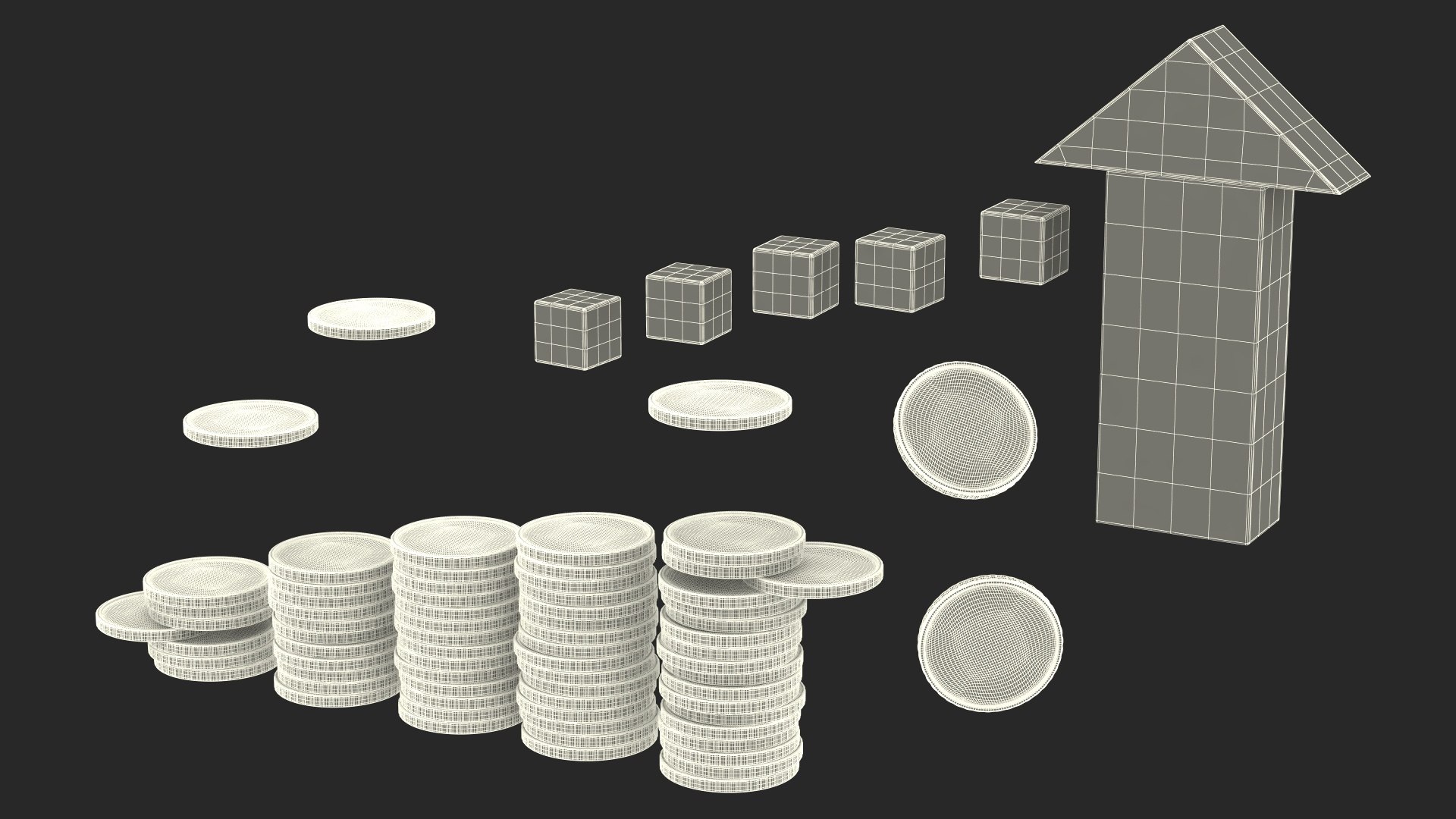 Stacked Coins with Letter Cubes 3D model - TurboSquid 2073169