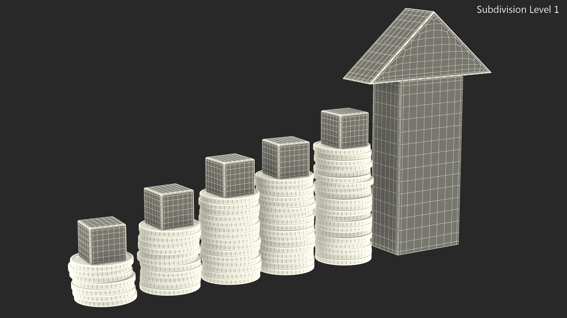 Stacked Coins with Letter Cubes 3D model - TurboSquid 2073169