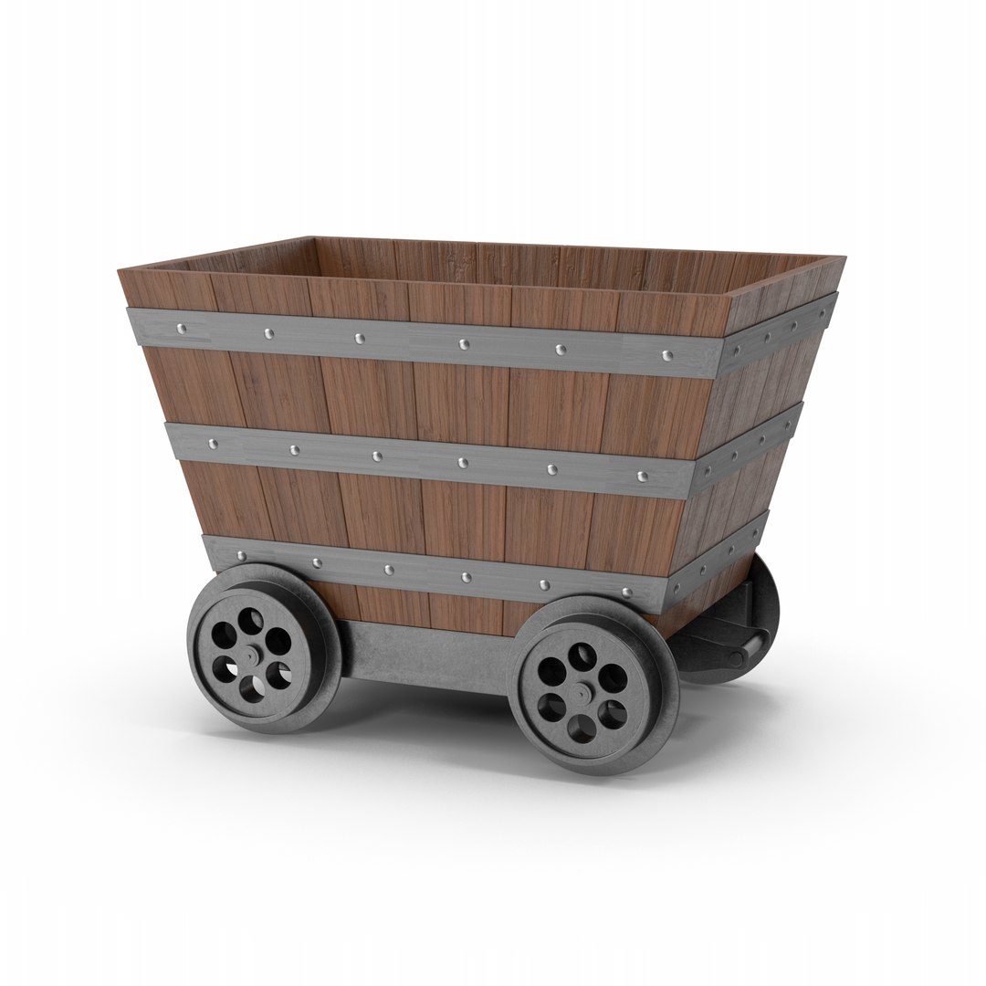 Dark Wood Wild West Mine Cart Model - TurboSquid 2308453