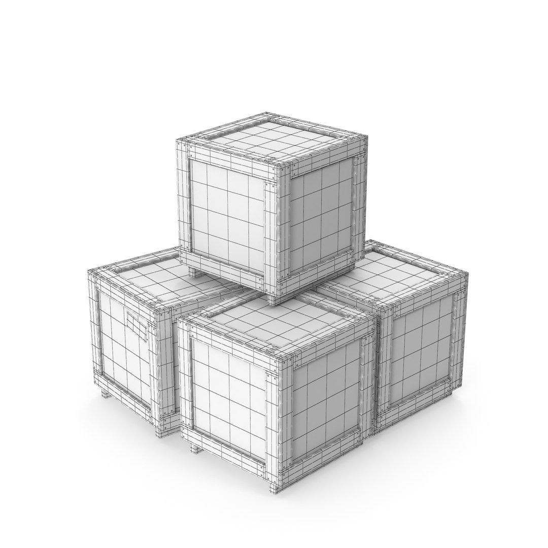 3D Stack Of Crate Boxes Model - TurboSquid 1995800