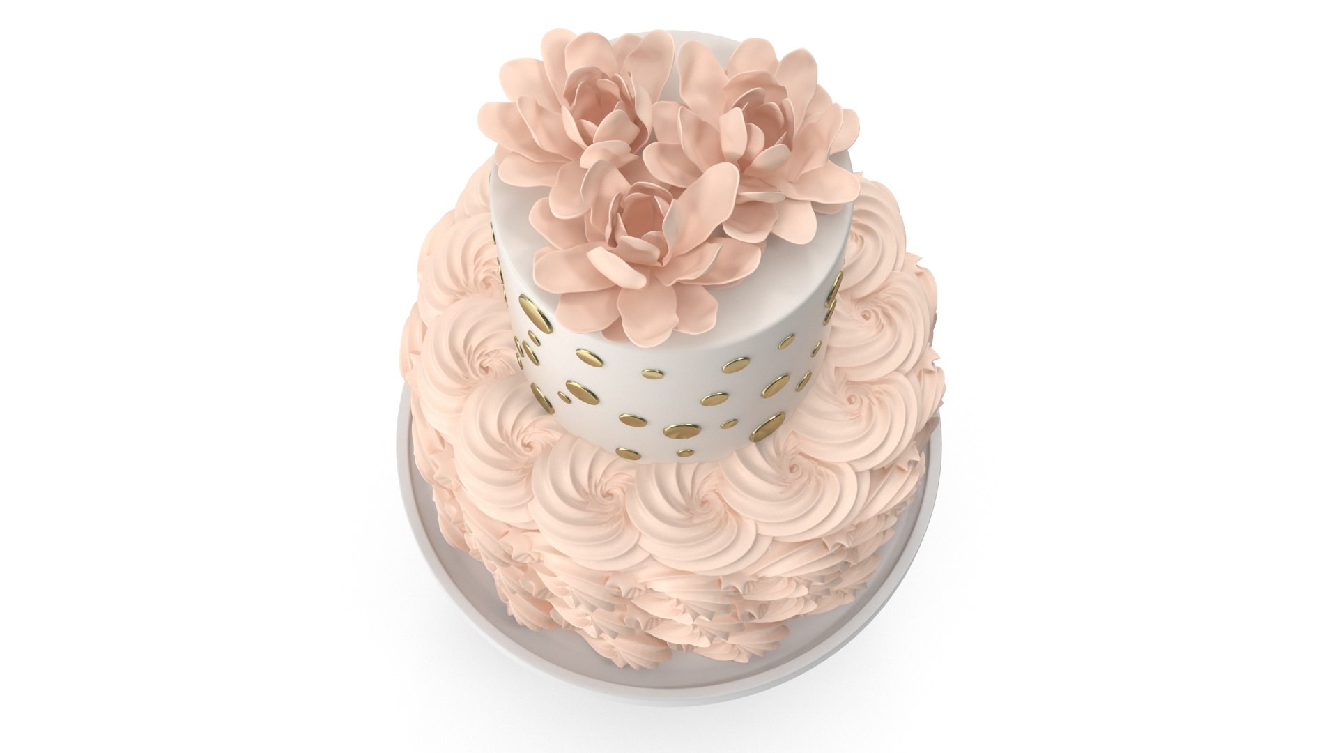 Cake With Pink Flowers 3D Model - TurboSquid 1812804