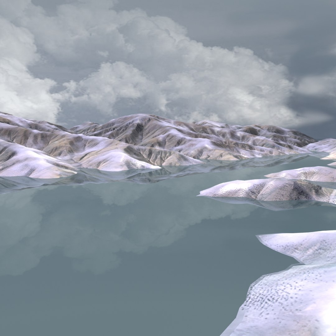 16km snowy mountain landscape 3d model