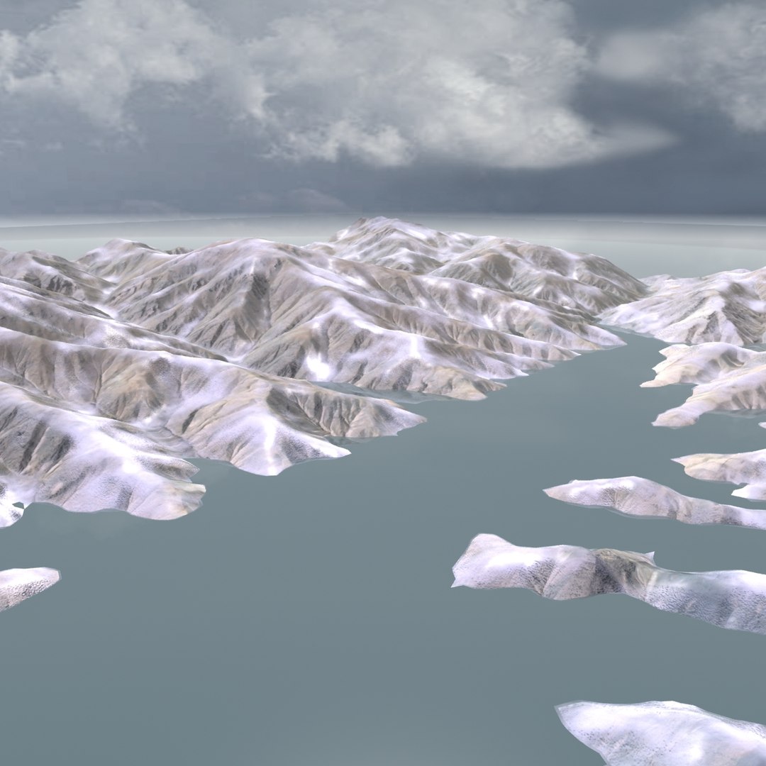16km snowy mountain landscape 3d model