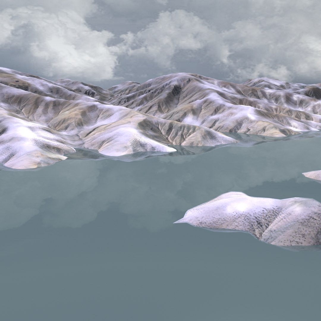 16km snowy mountain landscape 3d model