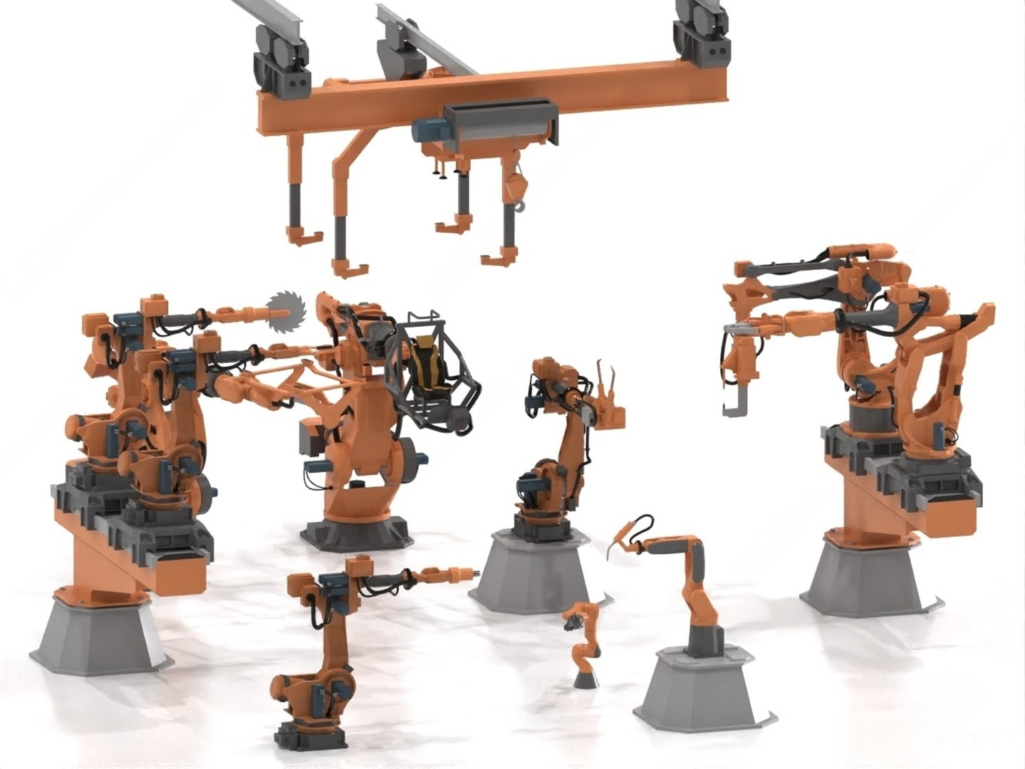 Robot Arms Collection Articulated Arm Industrial Robot Arm 3D Model ...