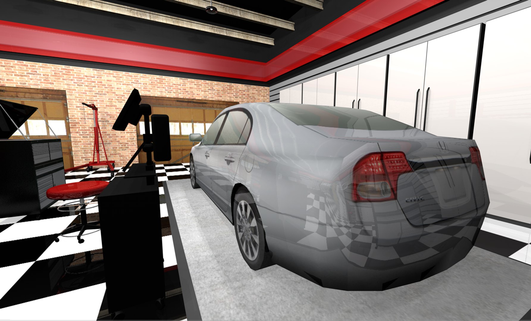 automotive garage set car engine 3d c4d