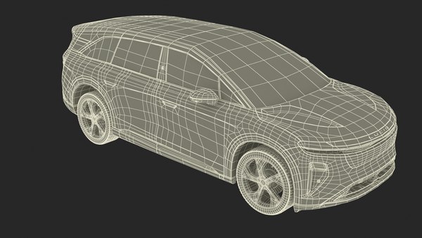 modelo 3d SUV eléctrico Lucid Gravity de color oliva con luces apagadas ...