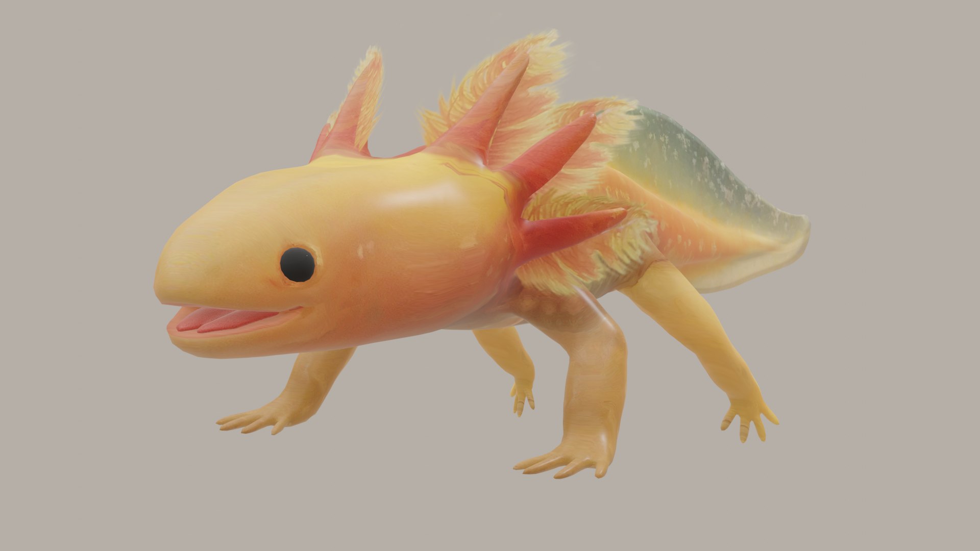 3D Axolotl WITH Basic Rig BLENDER - TurboSquid 1921780