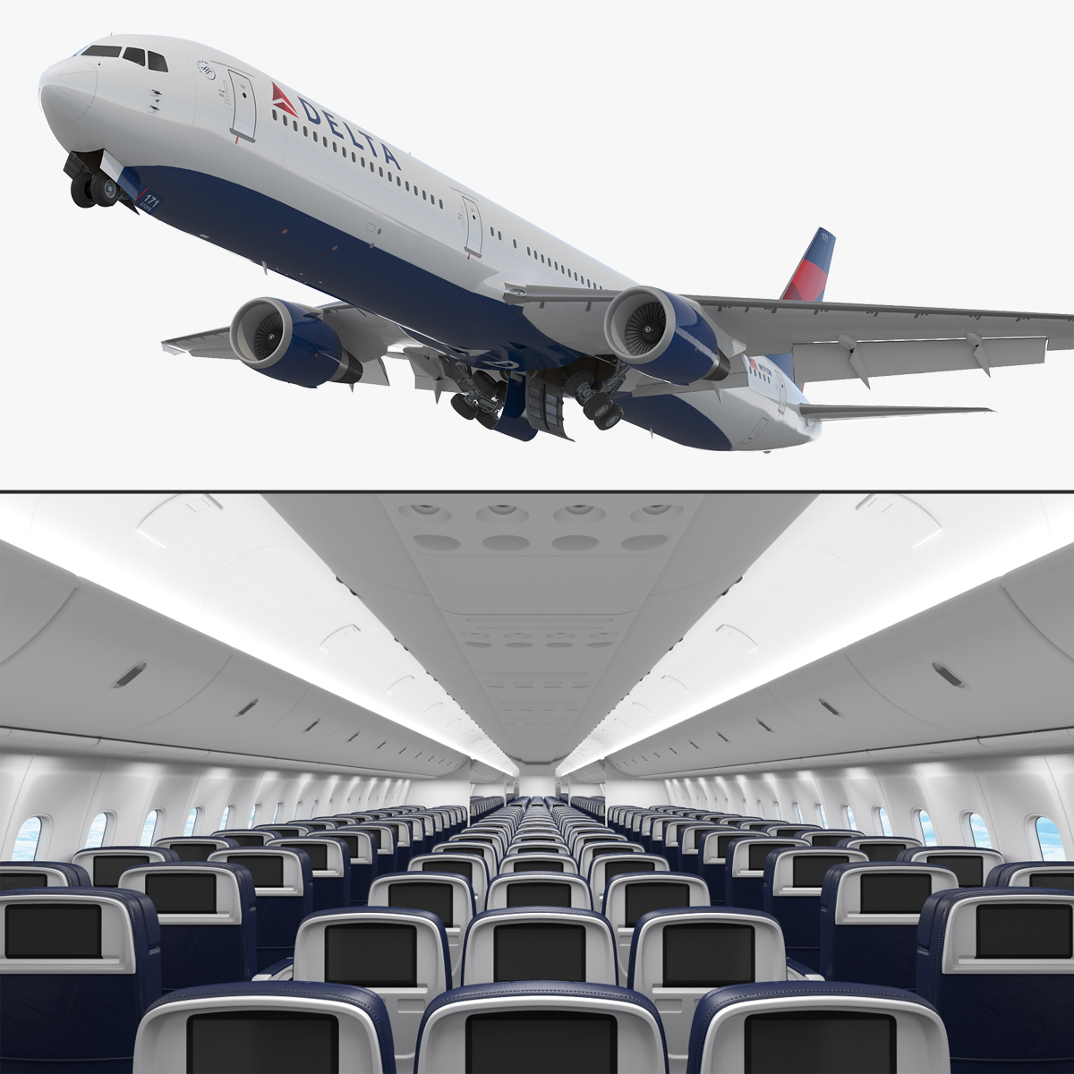 3D boeing 767-400 interior delta model - TurboSquid 1272165