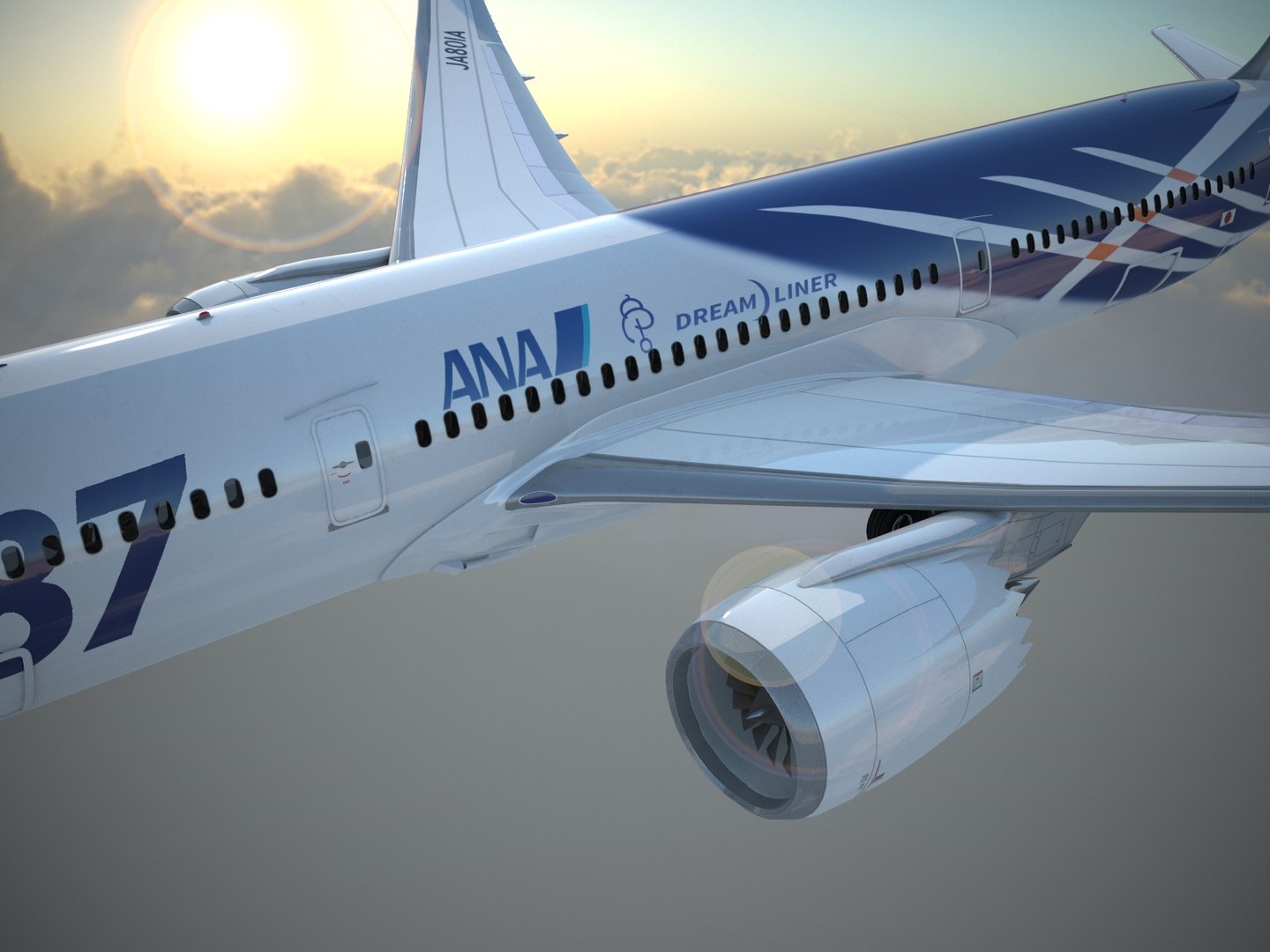 3d Model Boeing 787 Dreamliner Ana