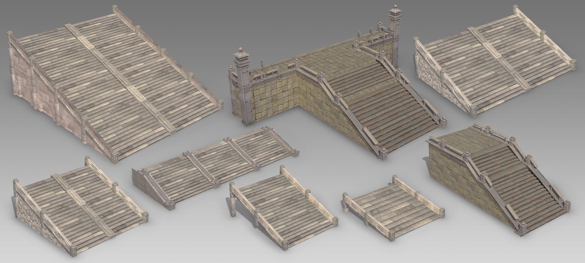 3D Next Generation PBR Step Stone Staircase Step Palace Model ...