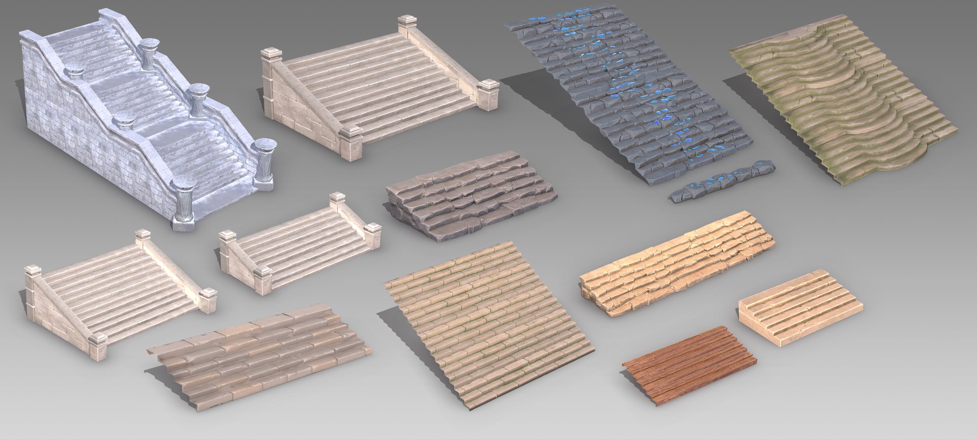 3D Next Generation PBR Step Stone Staircase Step Palace Model ...