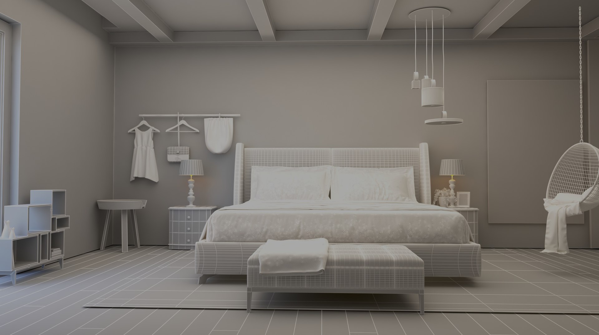 3D Modern Living Bedroom Interior Scene - TurboSquid 1717781