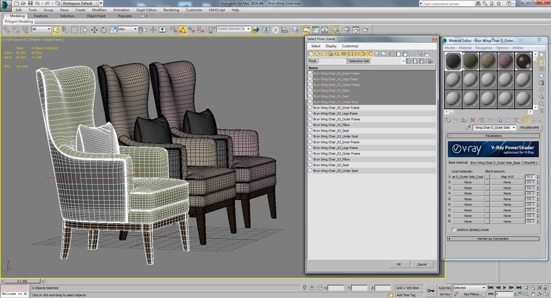 3D Bryn Wing Chair Havertys Model - TurboSquid 1946301