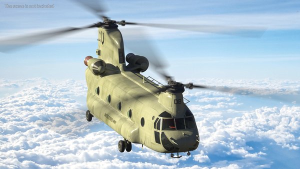 modelo 3d US Army Transport Helicopter CH 47 Chinook Rigged for Maya ...