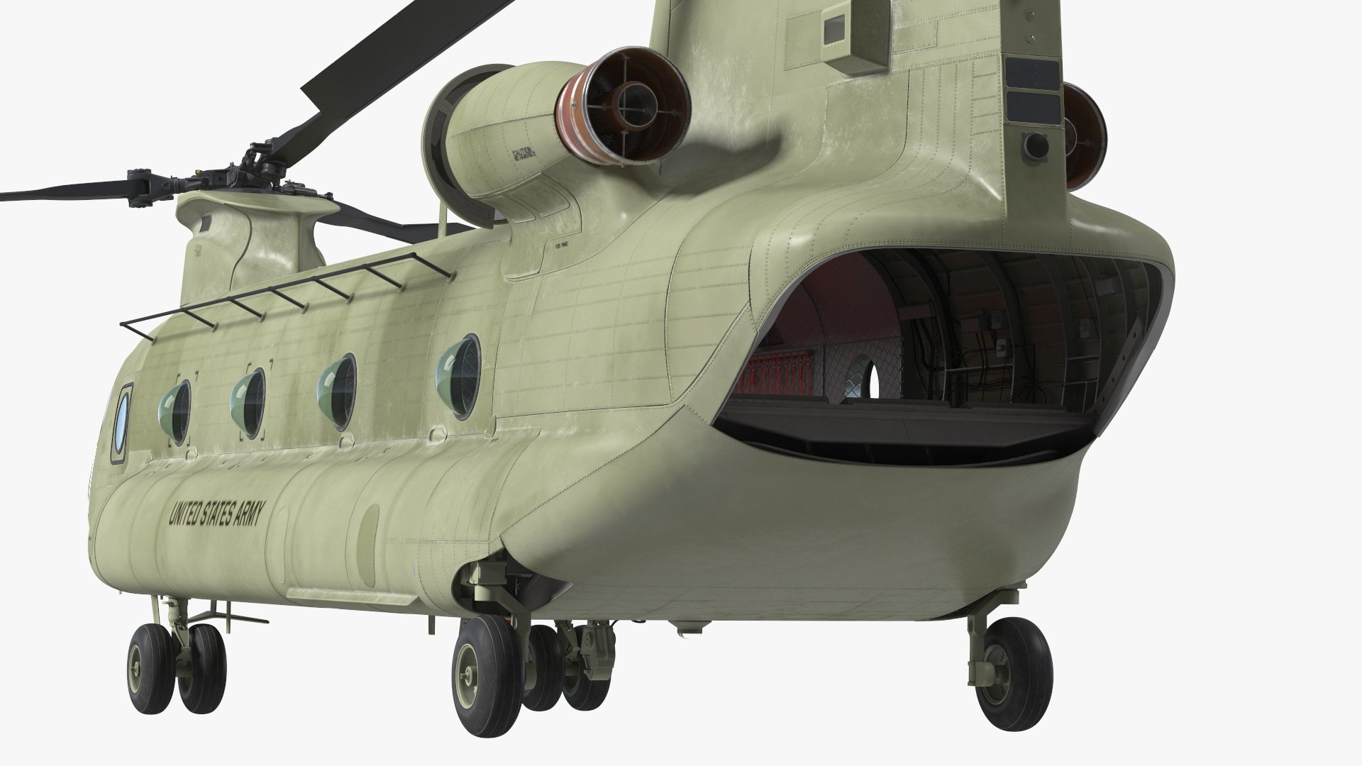 3D US Army Transport Helicopter CH 47 Chinook Rigged for Maya model ...