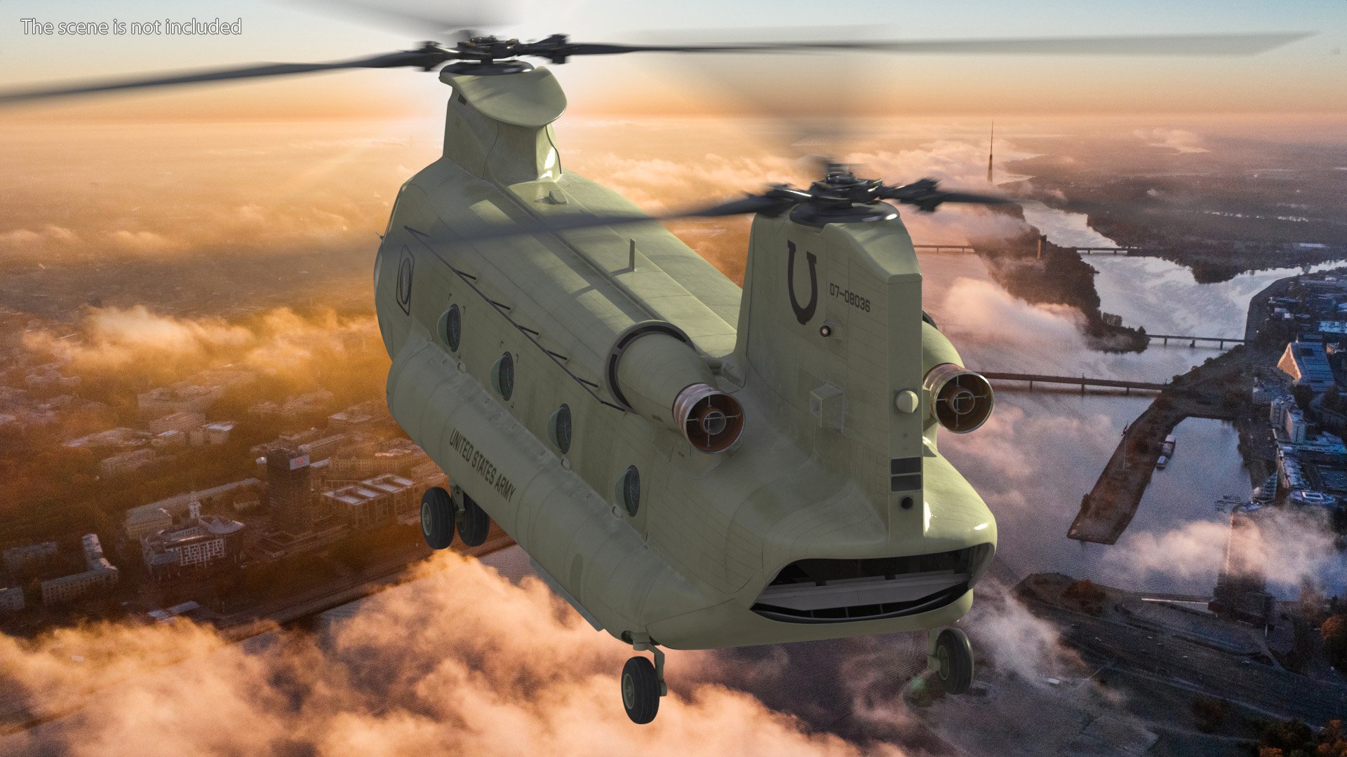 3D US Army Transport Helicopter CH 47 Chinook Rigged for Maya model ...