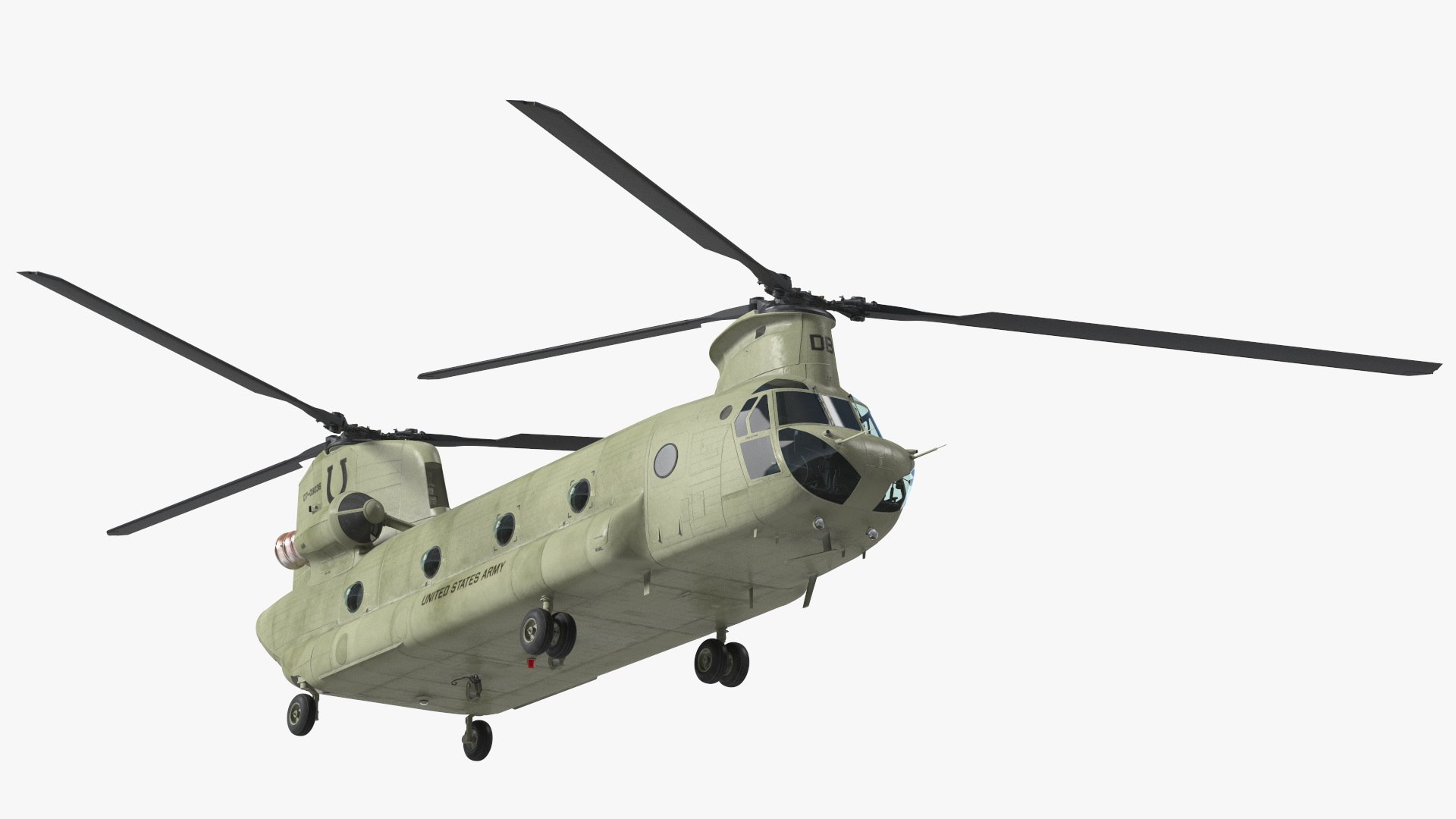 3D US Army Transport Helicopter CH 47 Chinook Rigged for Maya model ...