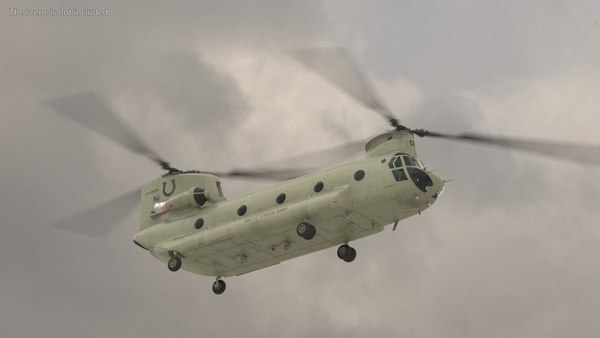 modelo 3d US Army Transport Helicopter CH 47 Chinook Rigged for Maya ...