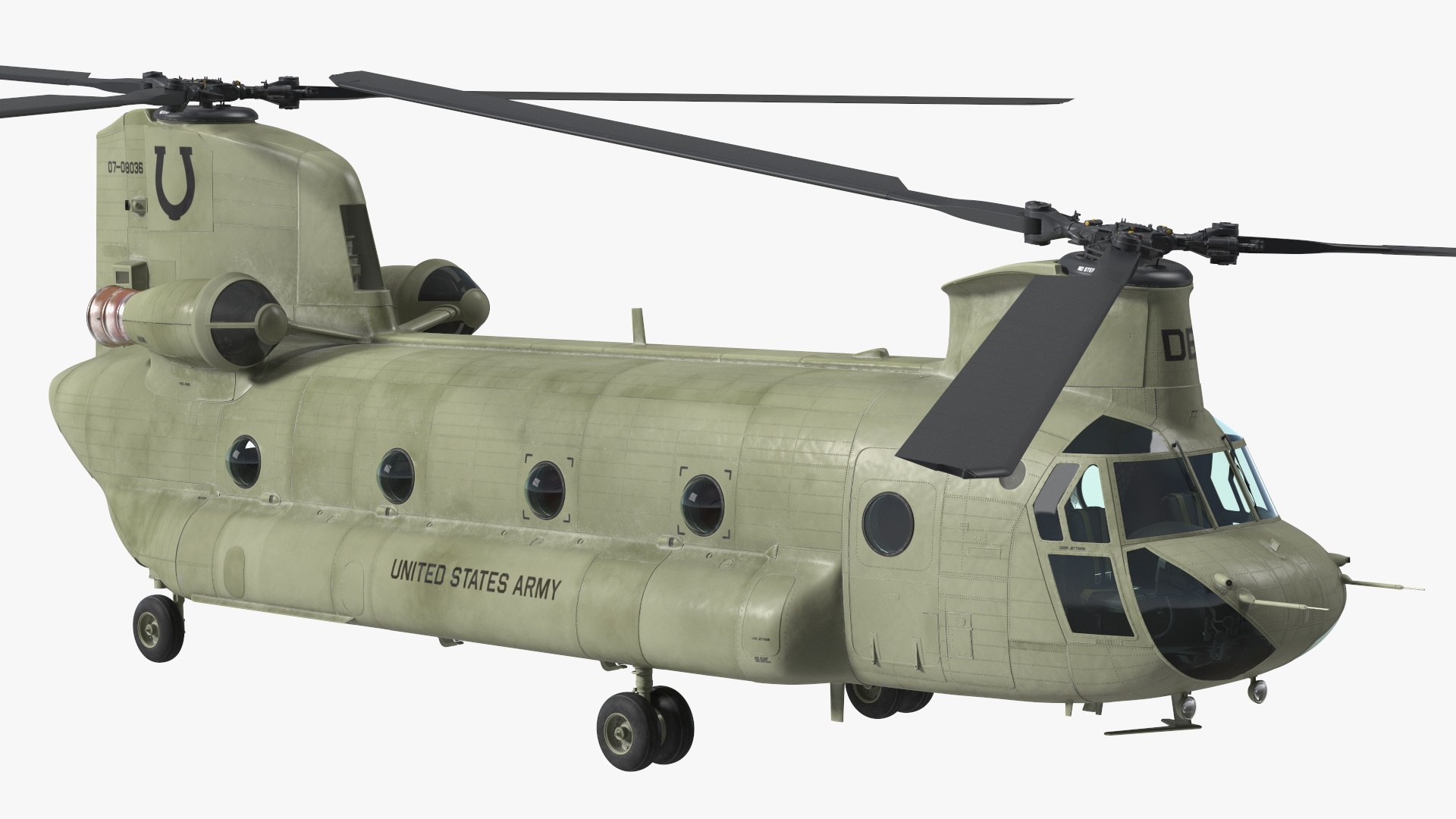 3D US Army Transport Helicopter CH 47 Chinook Rigged for Maya model ...