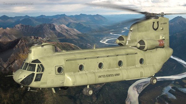modelo 3d US Army Transport Helicopter CH 47 Chinook Rigged for Maya ...