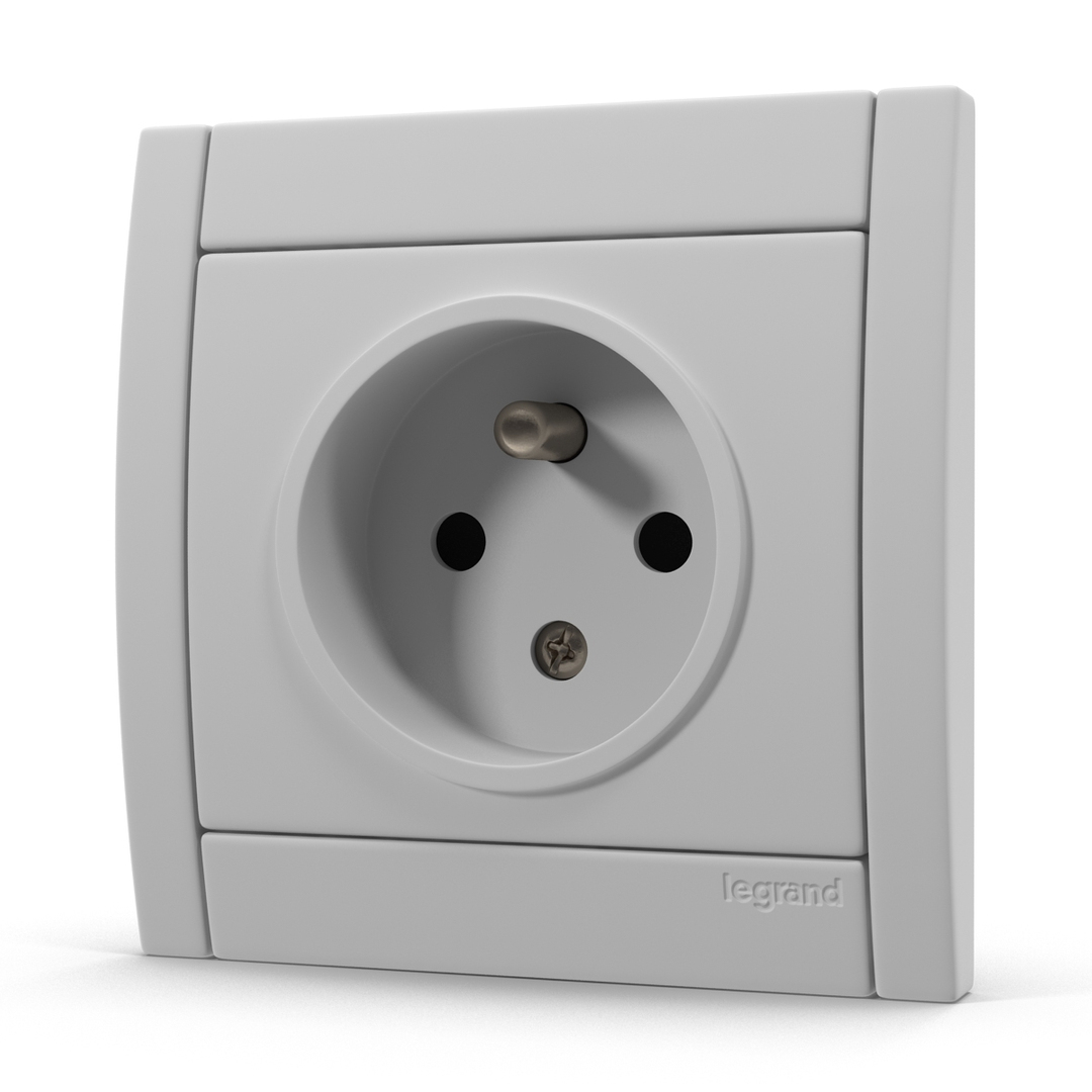 3d Model Of European Electrical Outlet