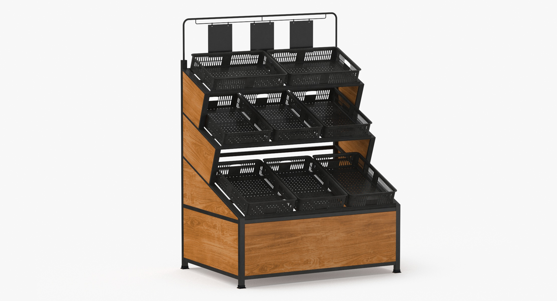 Produce Display Racks Corner Unit 01 Black White Gray And Tan 3D - TurboSquid 1953145