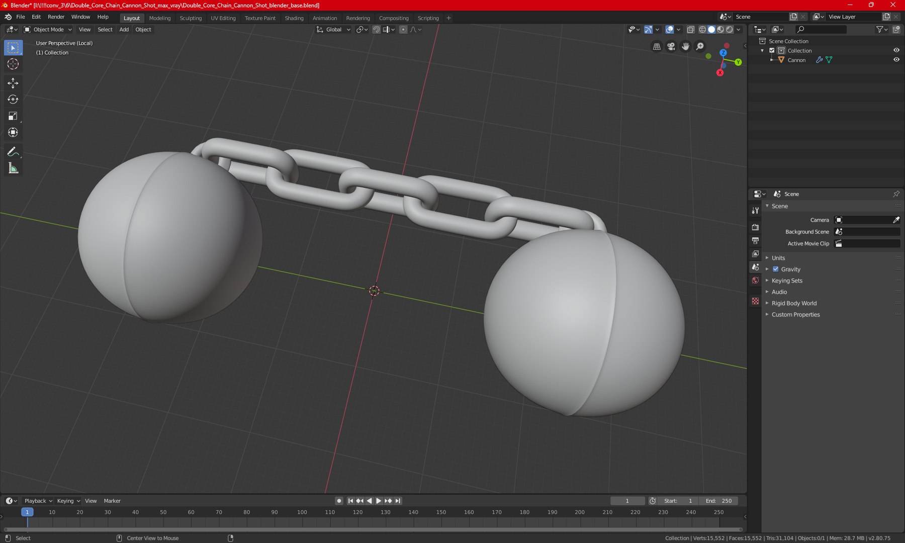 3D Double Core Chain Cannon Shot - TurboSquid 2180430