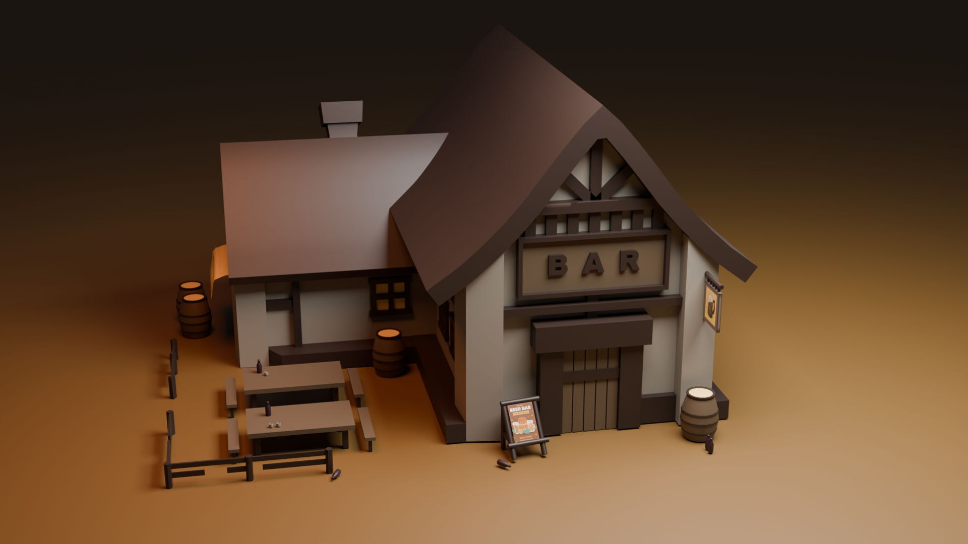 Low Poly Tavern 3D Model - TurboSquid 2284277