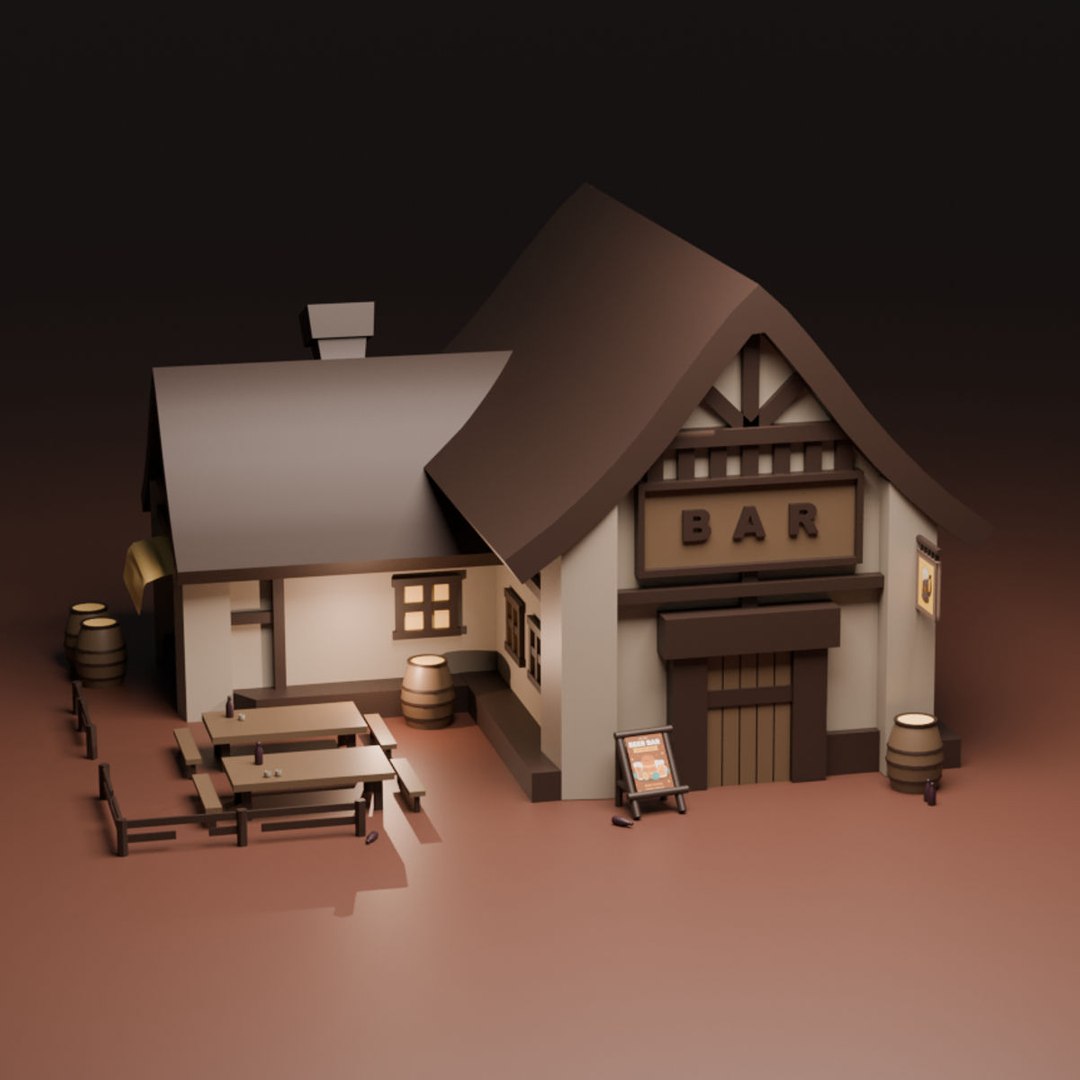 Low Poly Tavern 3D Model - TurboSquid 2284277
