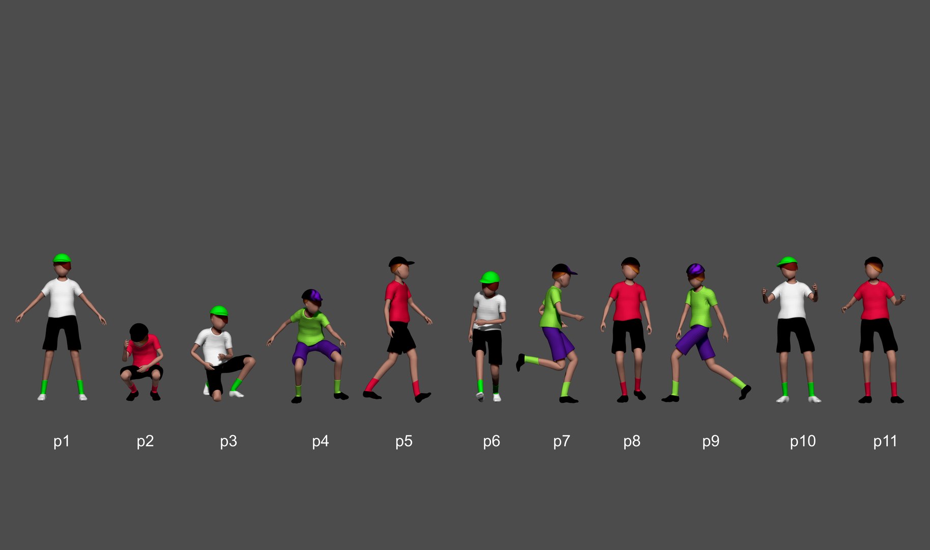 3D Man Character With 11 Poses - Pack - TurboSquid 2318635