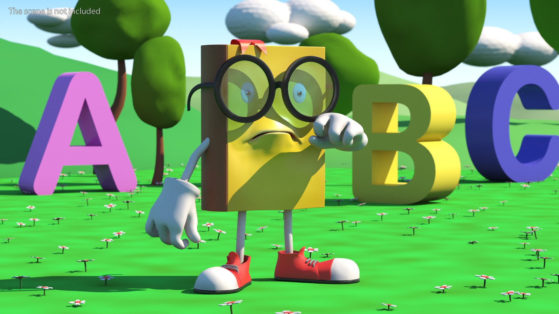 3D Crying Cartoon Book Yellow - TurboSquid 2131644