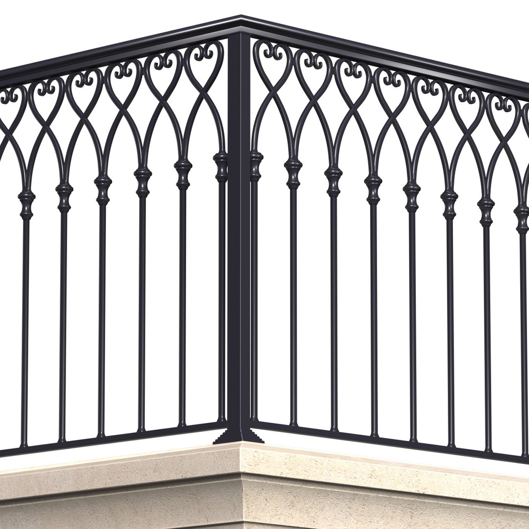 3D Model Eastern Balcony With Wrought Iron Railing - TurboSquid 1992113