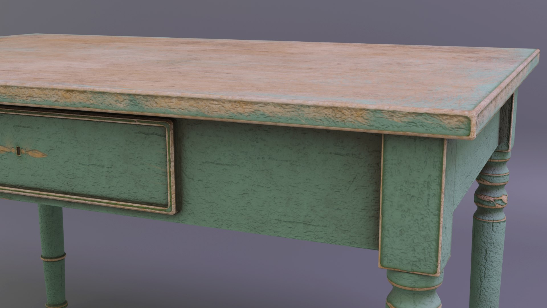 3D Old Green Table - TurboSquid 2016050