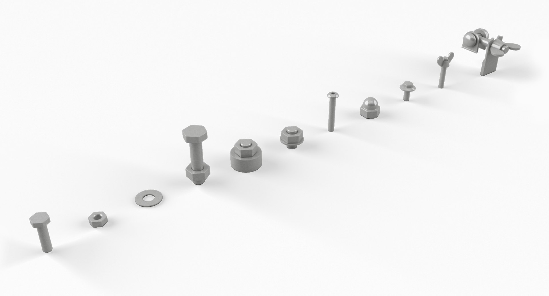 3D set bolts model - TurboSquid 1398675