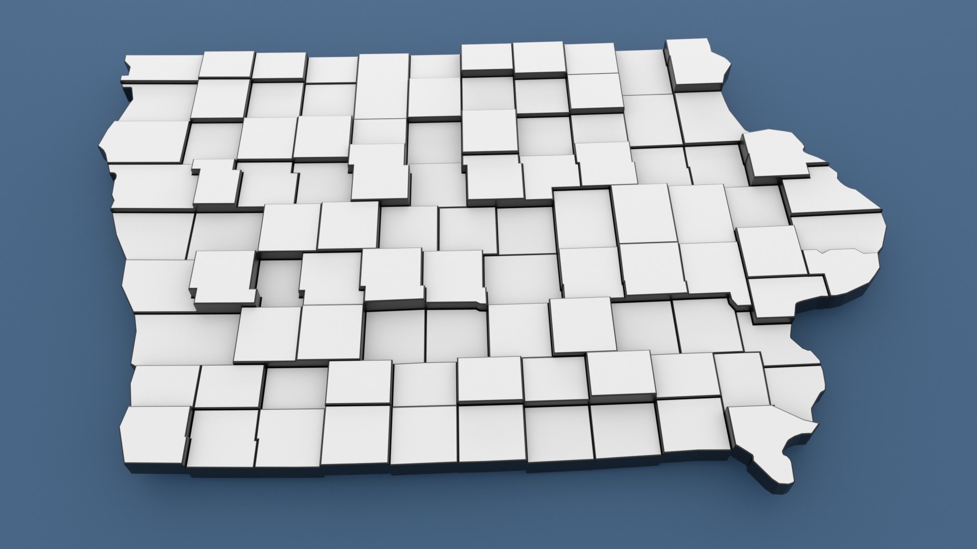 Iowa Counties - Map Of United States Of America USA 3D - TurboSquid 2216963
