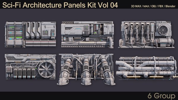 Sci-Fi Architecture Panels Kit Vol 04 3D 모델 - TurboSquid 2038609