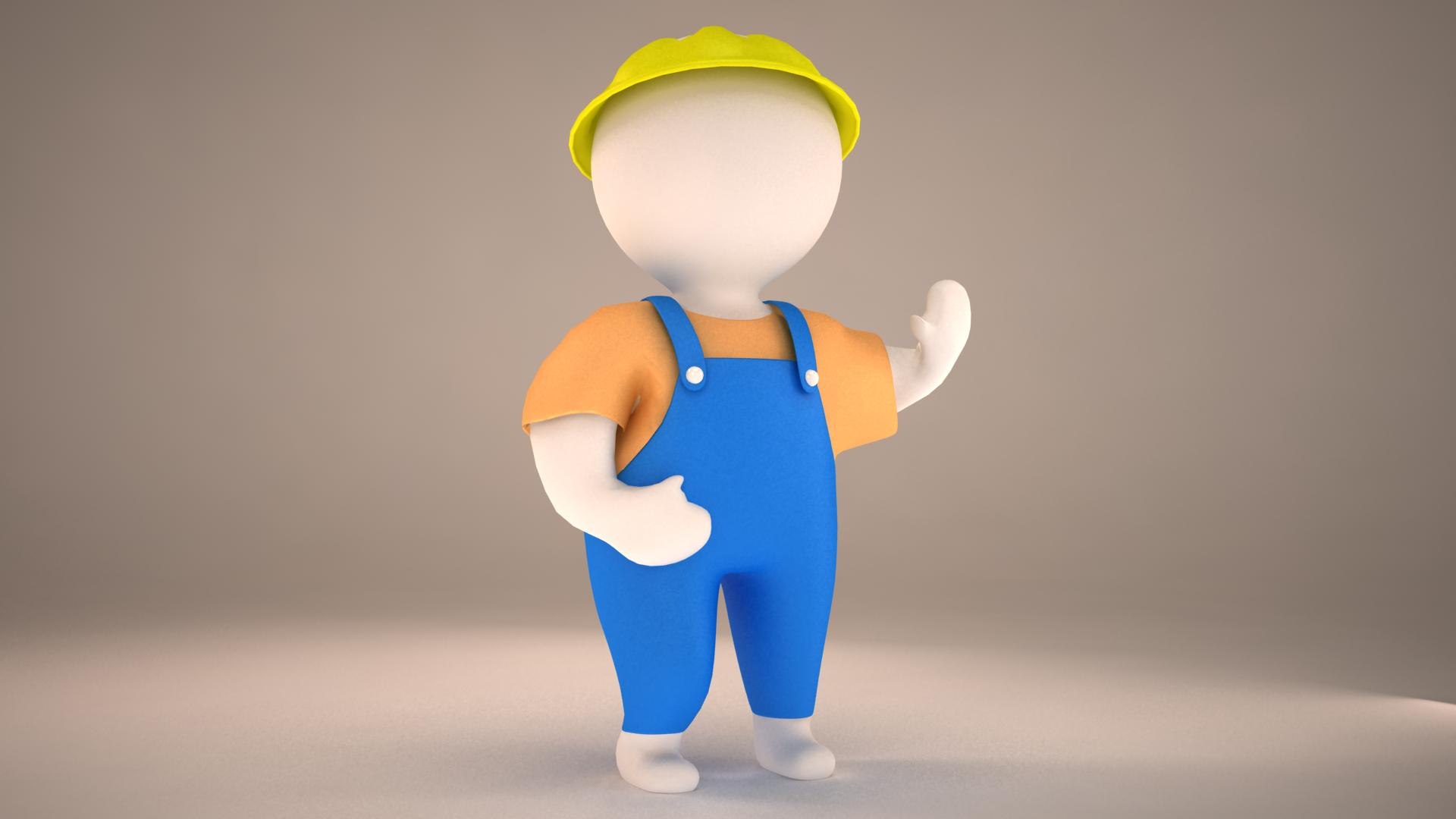 3D Model Cartoon Worker Character - TurboSquid 2335512