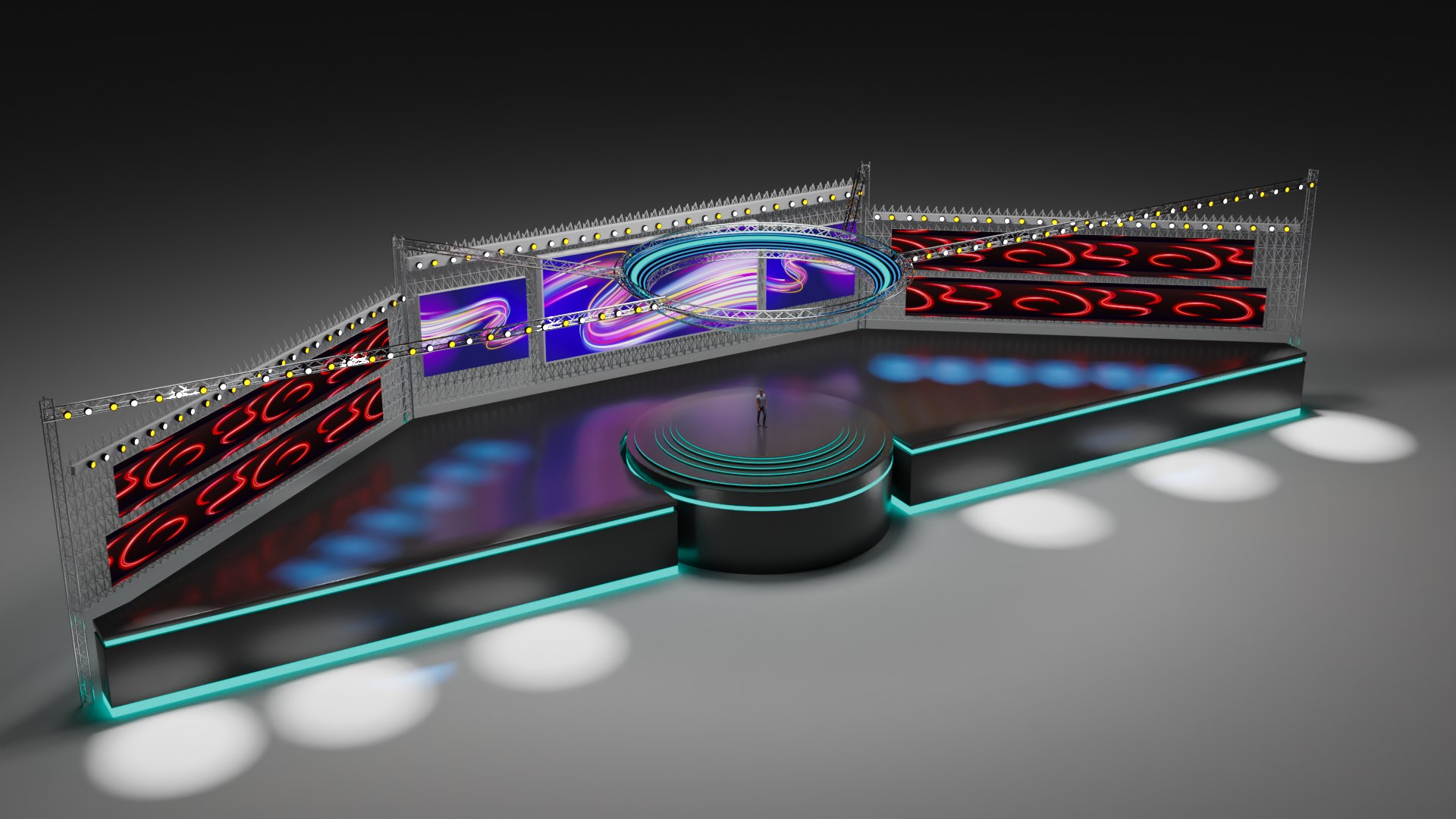 3D Entertainment Concert Event Stage 3D with Colorful Light model ...