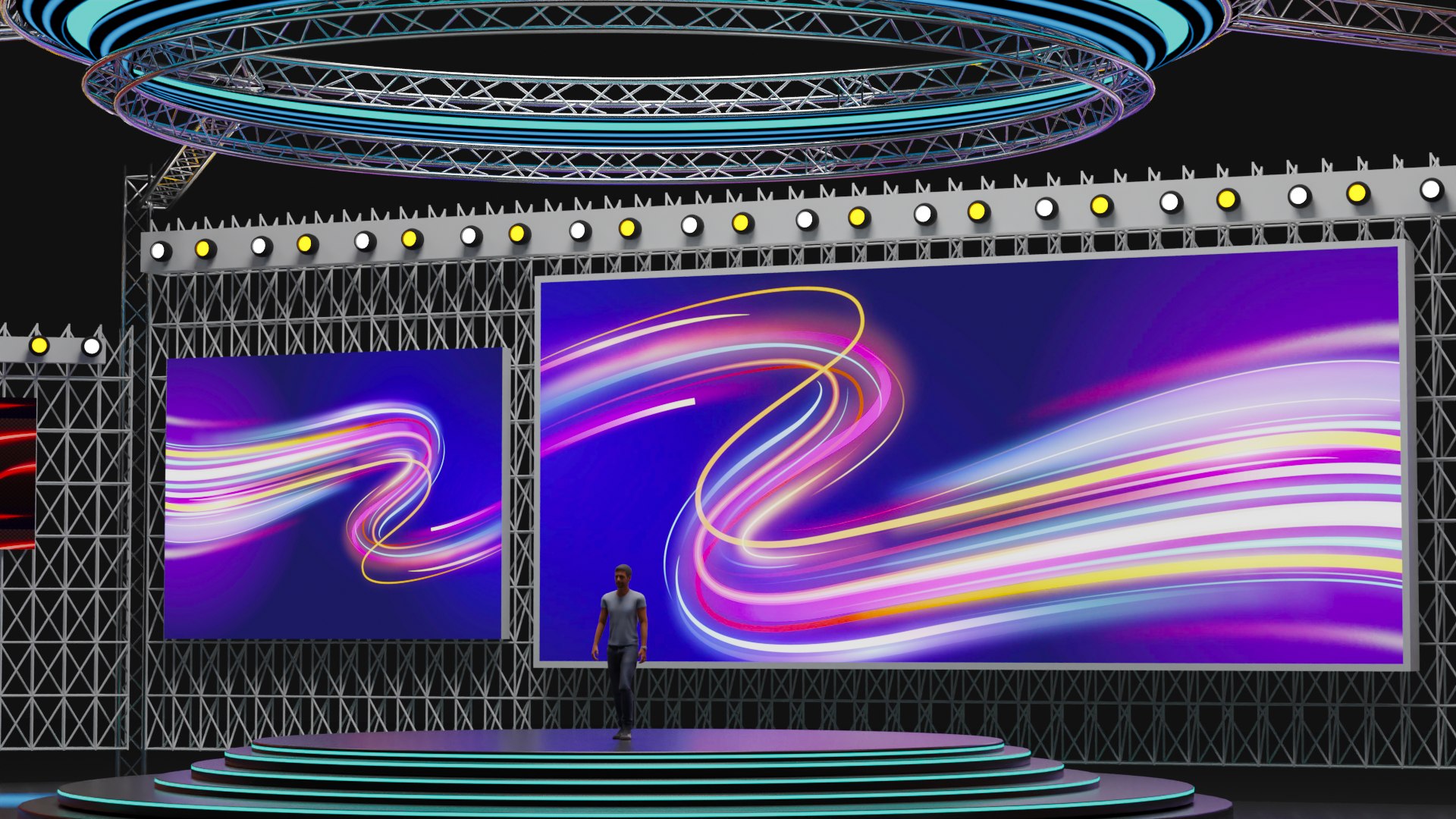 3D Entertainment Concert Event Stage 3D with Colorful Light model ...