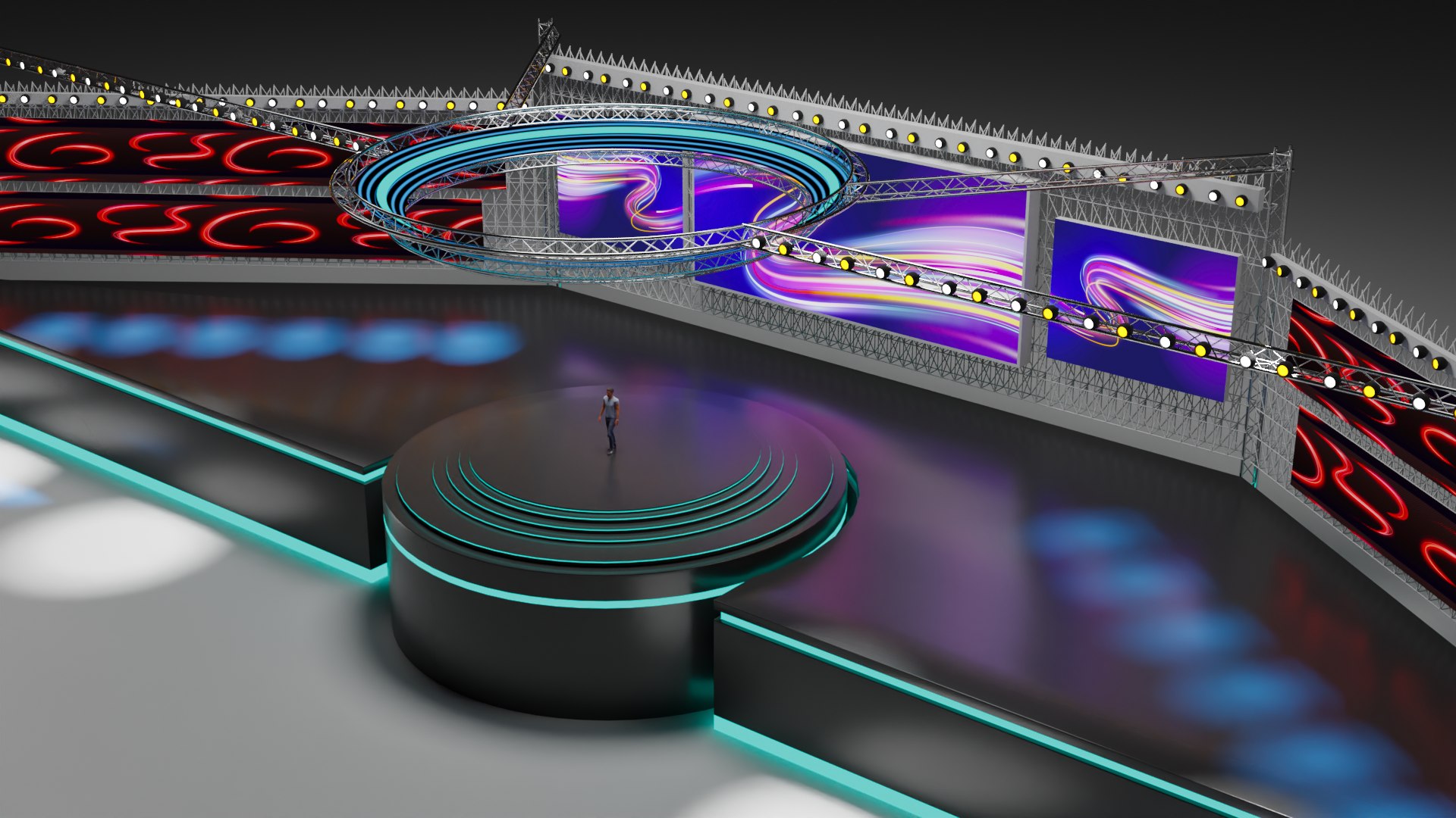 3D Entertainment Concert Event Stage 3D with Colorful Light model ...