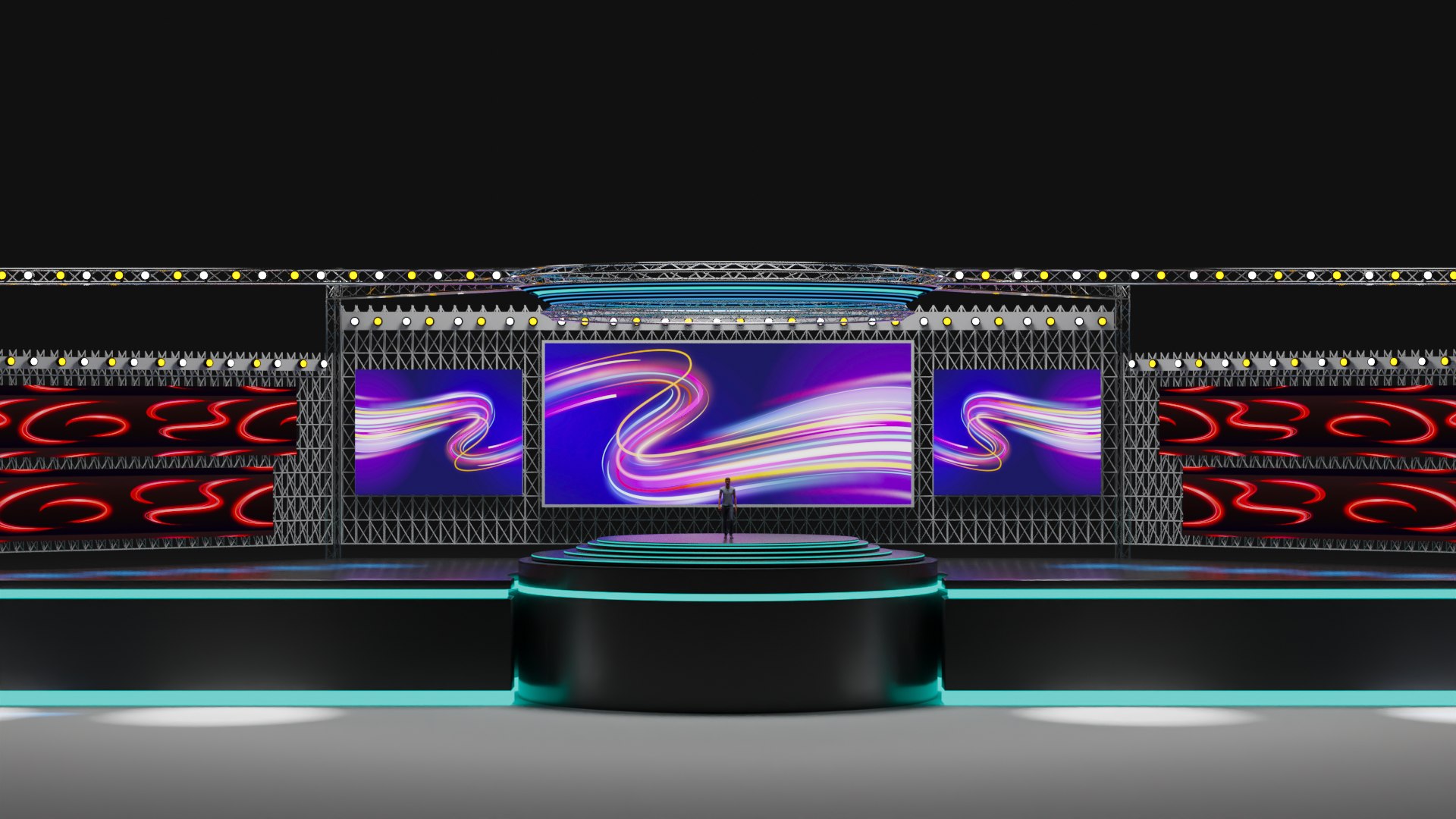 3D Entertainment Concert Event Stage 3D with Colorful Light model ...