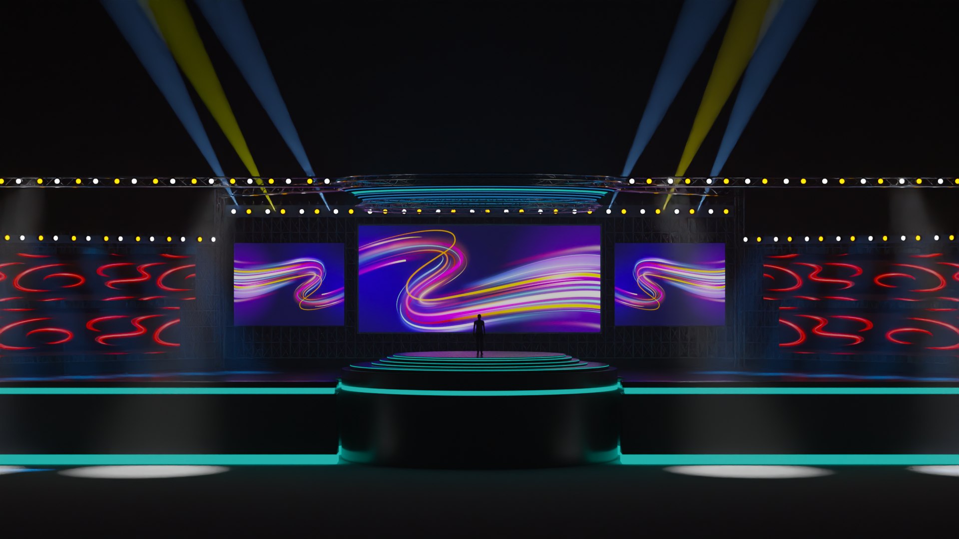 3D Entertainment Concert Event Stage 3D with Colorful Light model ...