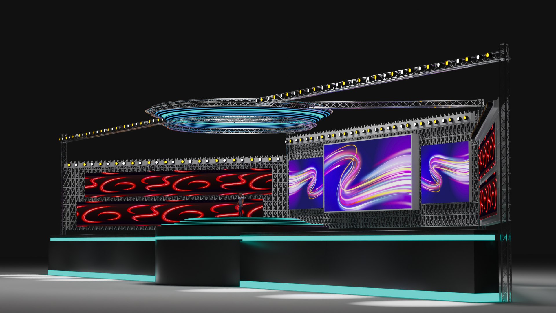 3D Entertainment Concert Event Stage 3D with Colorful Light model ...