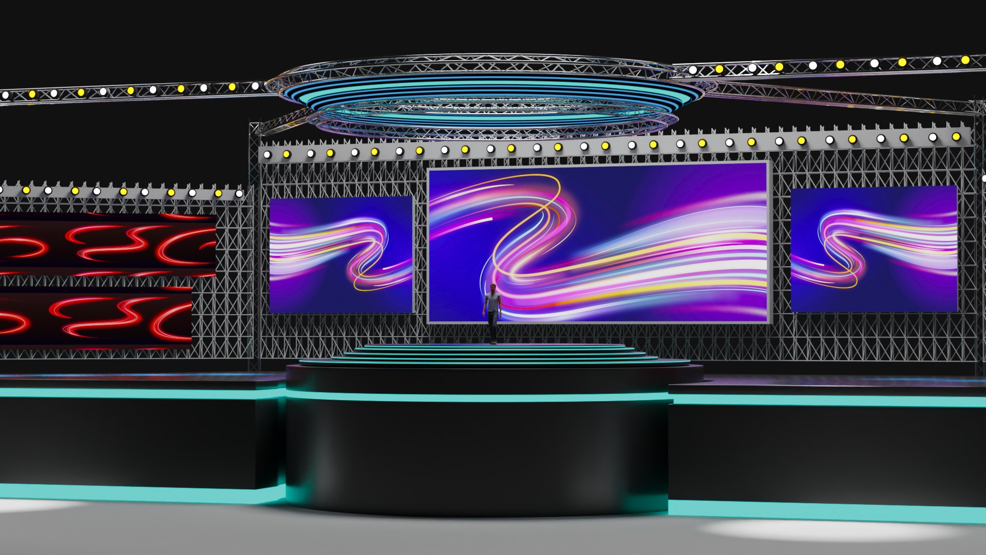 3D Entertainment Concert Event Stage 3D with Colorful Light model ...